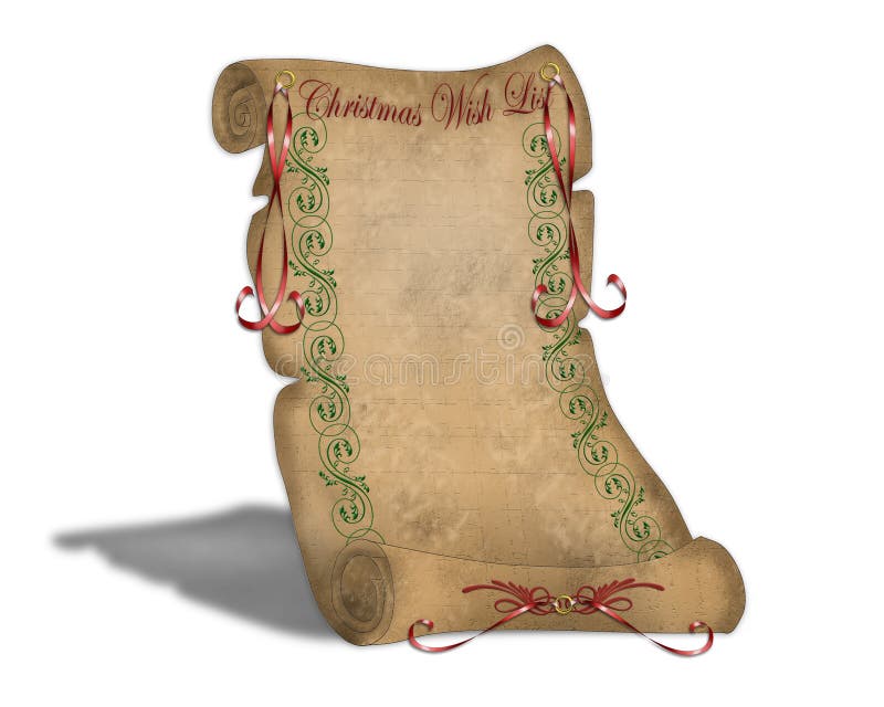 Santa S List on Old Parchment Scroll Stock Illustration - Illustration ...