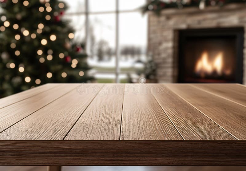 Christmas Wooden Tabletop Festive Background High Quality Image Stock ...