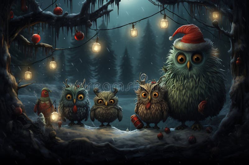 Christmas Woodland Creatures. Nordic Animals Stock Illustration ...
