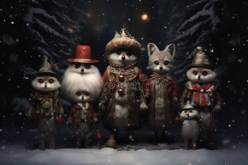 Christmas Woodland Creatures. Nordic Animals Stock Illustration ...