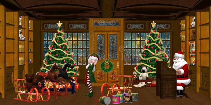 Christmas Workshop stock illustration. Illustration of helper - 18644550