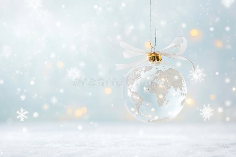 Christmas World Map Globe Ball Stock Illustration - Illustration of ...