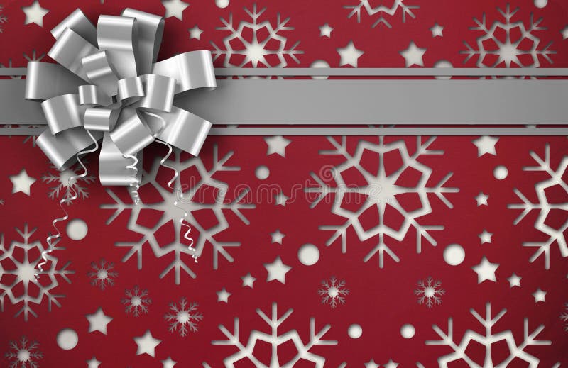 Christmas Wrapping Paper with Bow Stock Illustration - Illustration of ...