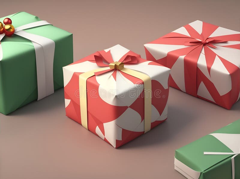 Christmas Wrapping Paper Layed Out Flat on Table. Generative AI. Stock ...