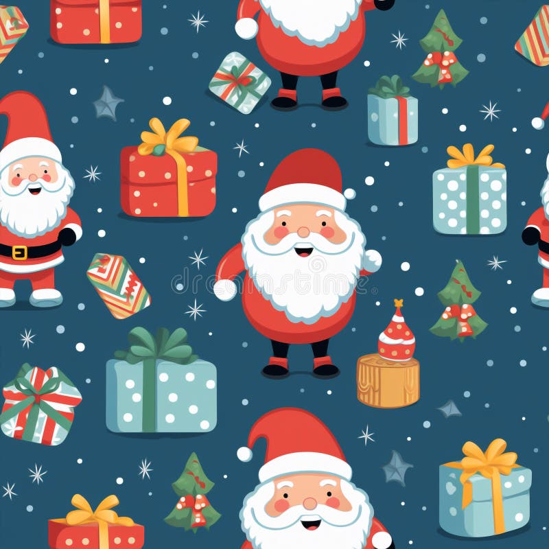 Christmas Wrapping Paper Pattern Stock Image - Image of reindeer, santa ...
