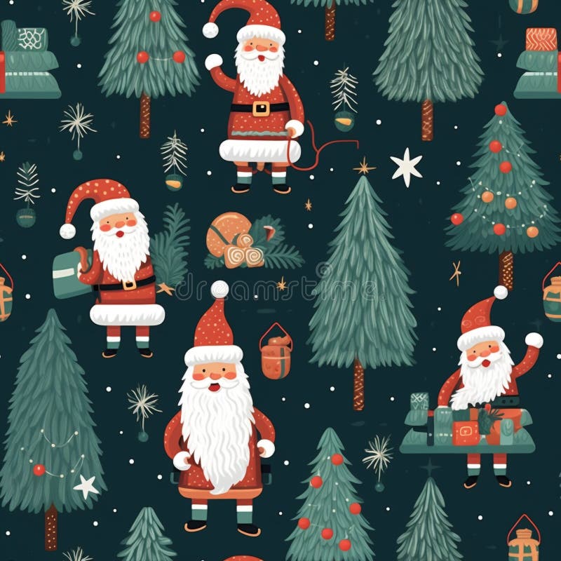 Christmas Wrapping Paper Pattern Stock Illustration - Illustration of ...