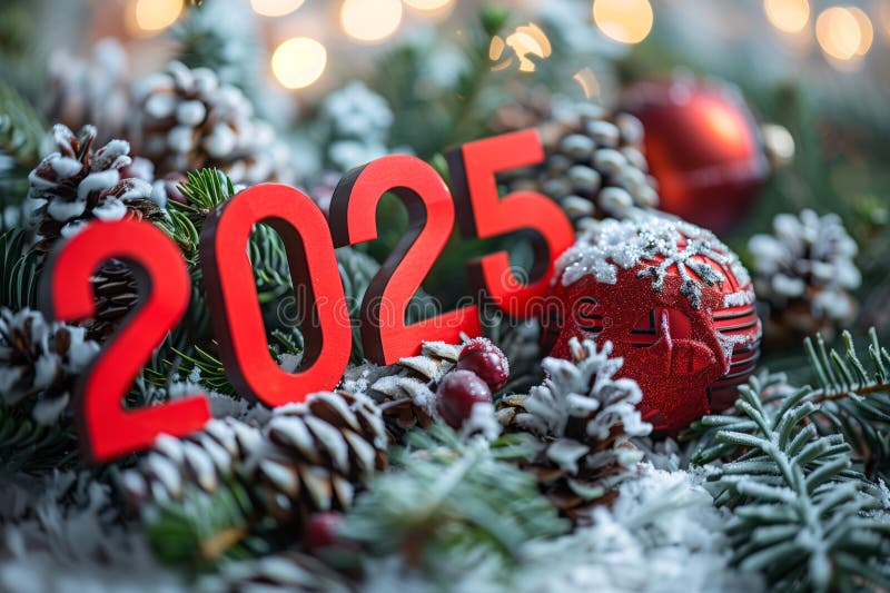 A Christmas Wreath Adorned with the Numbers 205 and a Bright Red ...