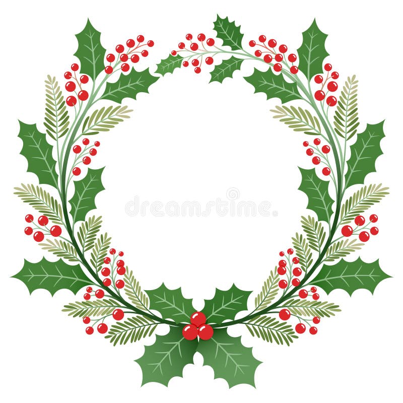 Christmas Wreath Berries Cherry Vector Illustrations Stock Vector ...