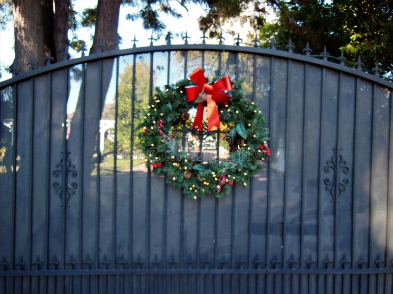Christmas Wreath on a Gate stock image. Image of christmas - 237357721