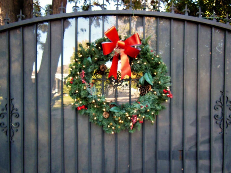 Christmas Wreath on a Gate stock image. Image of christmas - 237357721