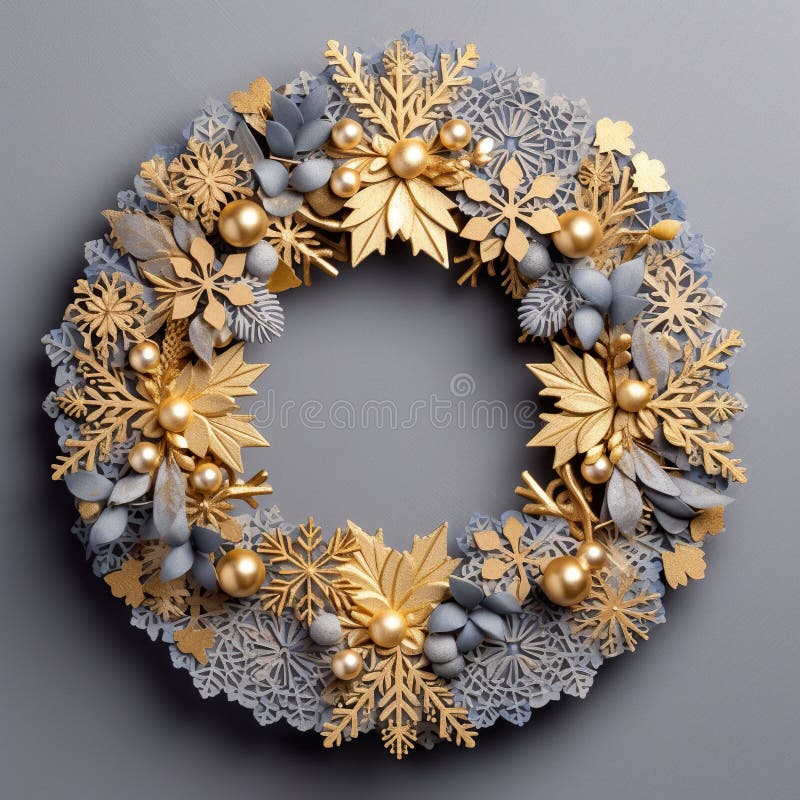 A Gold and Silver Wreath on a Wall. Generative AI Image. Stock ...