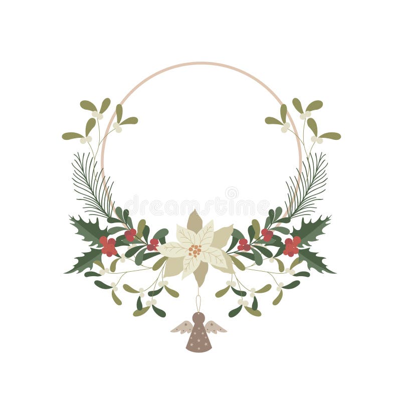 Christmas Wreath with Holly. Vector Stock Illustration - Illustration ... Christmas Wreath with Holly. Vector Stock Illustration - Illustration ...