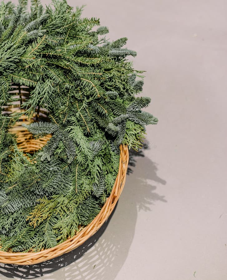 Christmas Wreath Making Process Tools Decorations Details Stock Photo ...