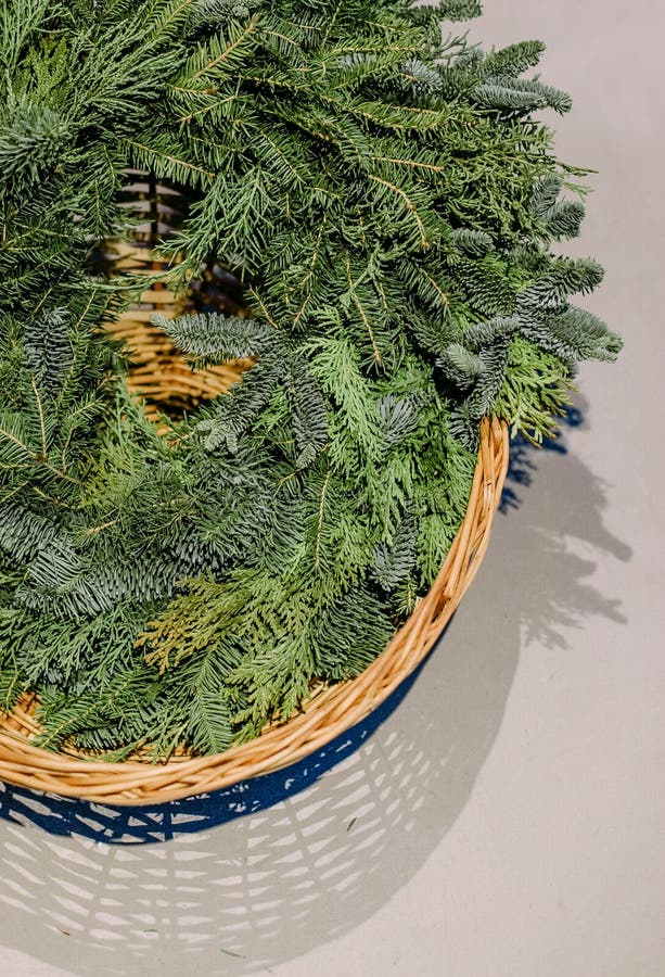 Christmas Wreath Making Process Tools Decorations Details Stock Image ...