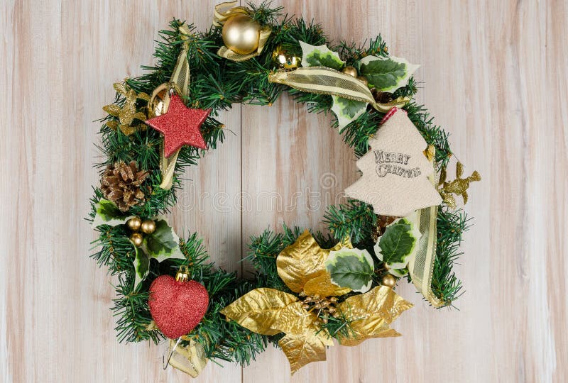 Christmas Wreath stock image. Image of wood, season, happy - 82682057