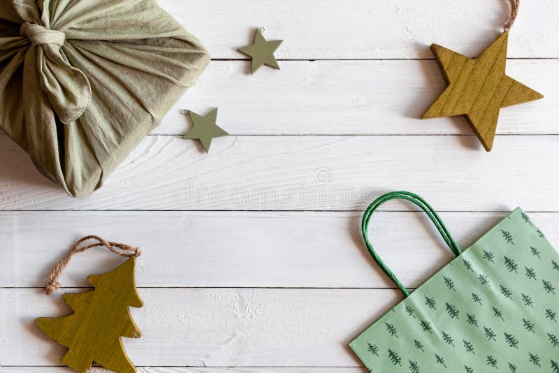 Christmas Zero Waste Flatlay Composition, Green Colors Stock Photo ...