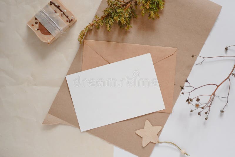Christmas Zero Waste Mockup Card, Eco Friendly Packaging. Ecological ...