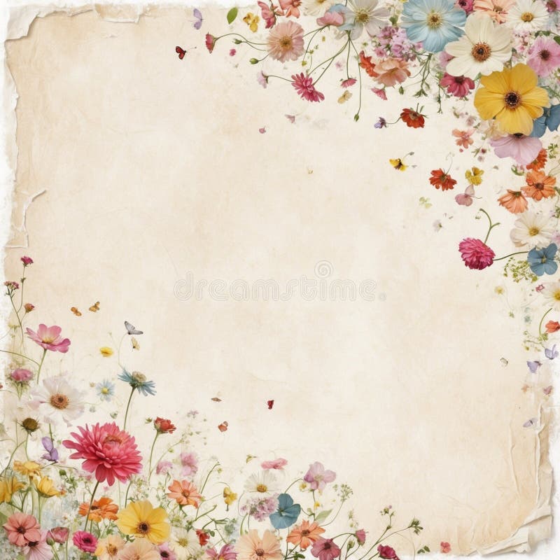 Dreamy Floral Scrapbook: Vintage-Inspired Background Stock Illustration ...