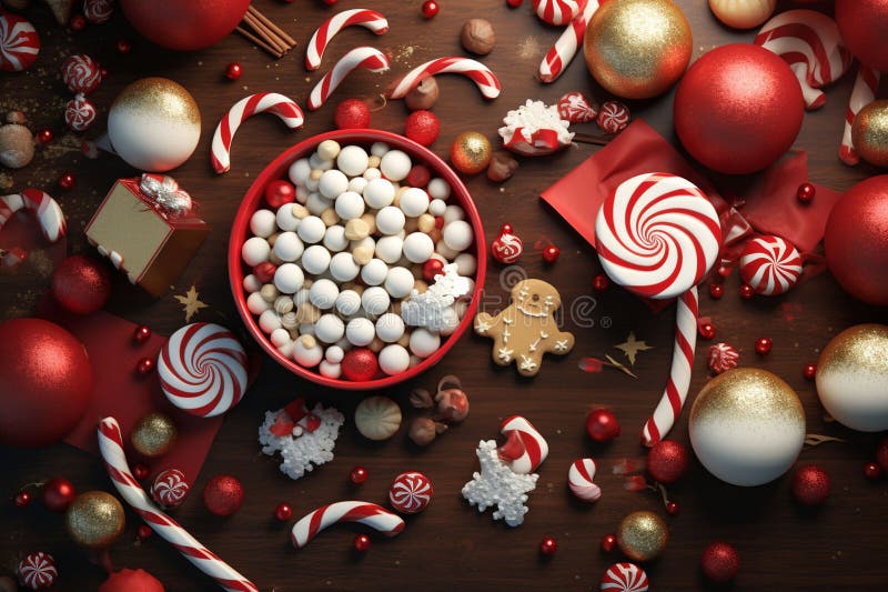 Christmasthemed Flat Lay with Festive Stock Illustration - Illustration ...