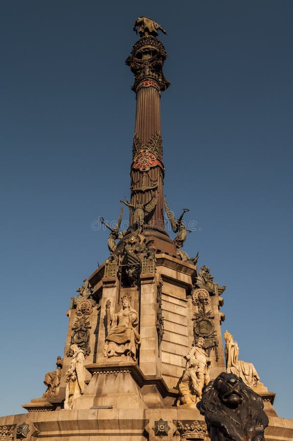 Christopher Columbus Column, Barcelona Stock Photo - Image of building ...