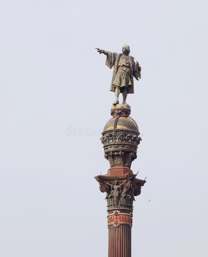 Christopher Columbus Column in Barcelona, Spain Stock Photo - Image of ...