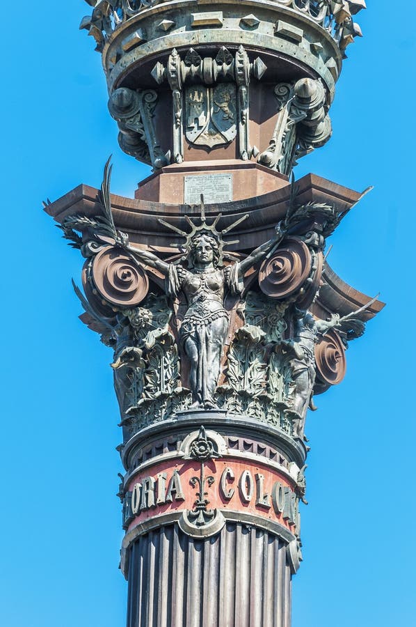 Christopher Columbus Monument in Barcelona. Stock Image - Image of ...