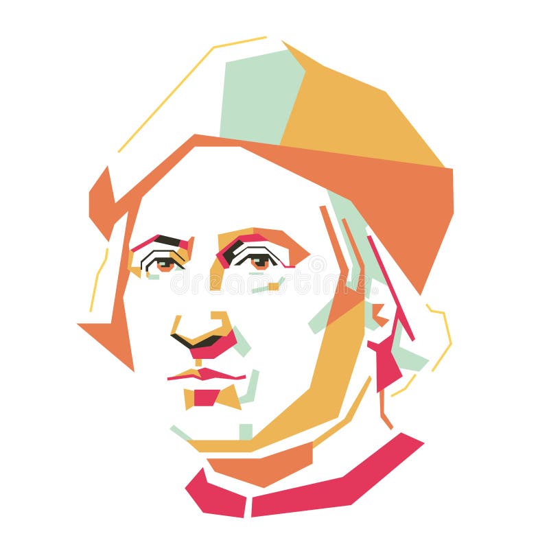 Christopher Columbus Simple Colour Illustration Editorial Image ...