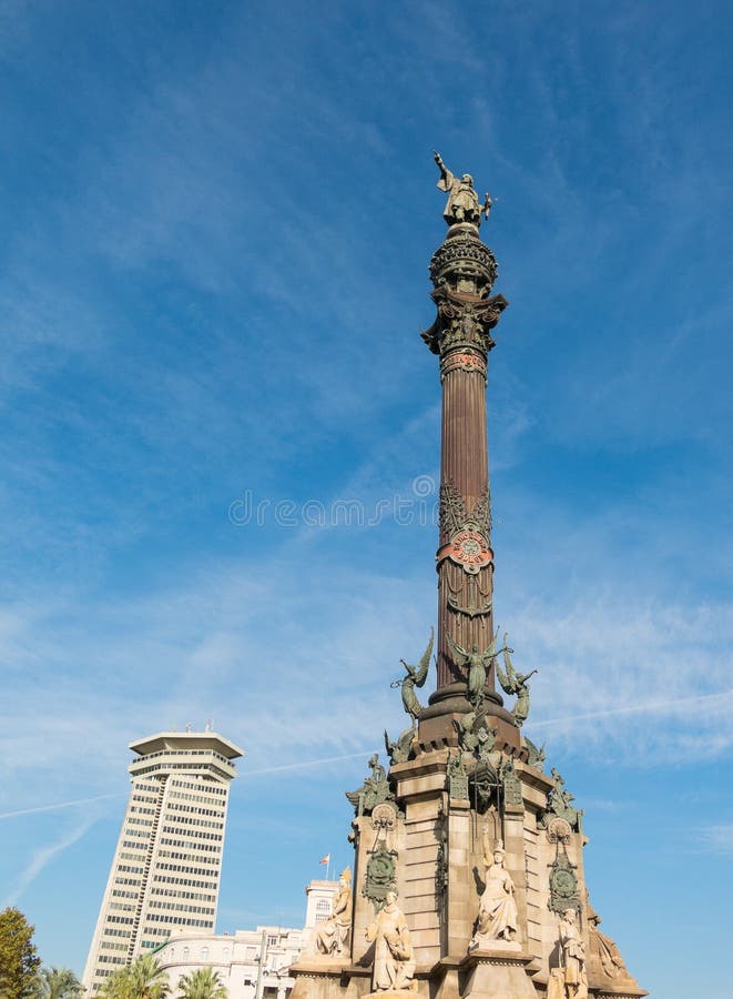 Christopher Columbus Statue in Barcelona, Spain Stock Image - Image of ...