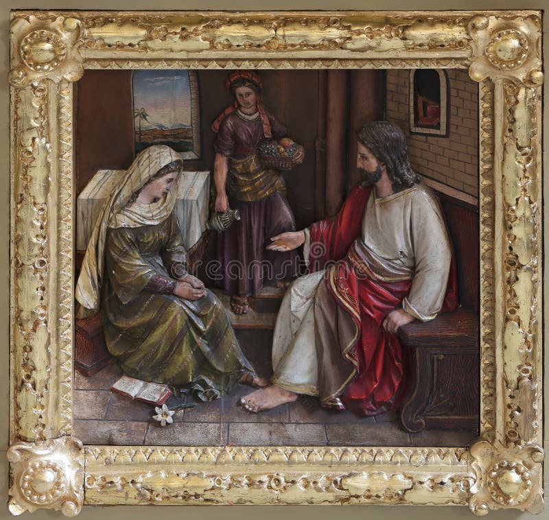 Christus Im Haus Von Maria Und Martha Stockbild - Bild von beten, kreuz ...