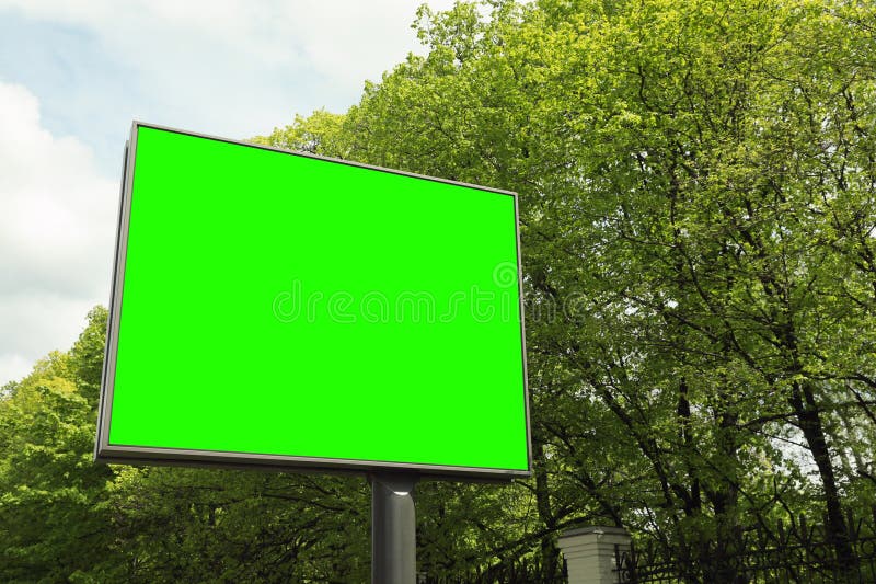 Chroma Key Compositing. Big Empty Billboard with Green Screen Outdoors ...