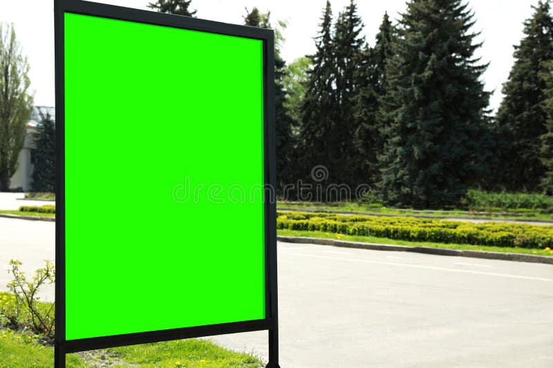 Chroma Key Compositing. Empty Billboard with Green Screen Outdoors ...