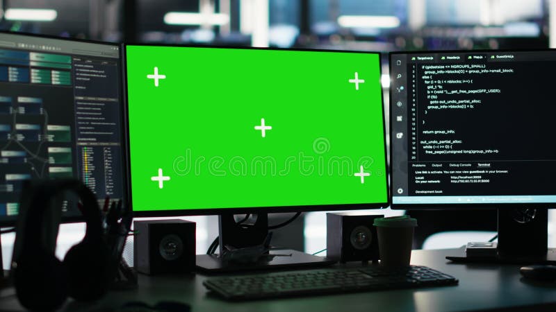 Chroma Key Displays In Server Farm Displaying Node Tree Programming