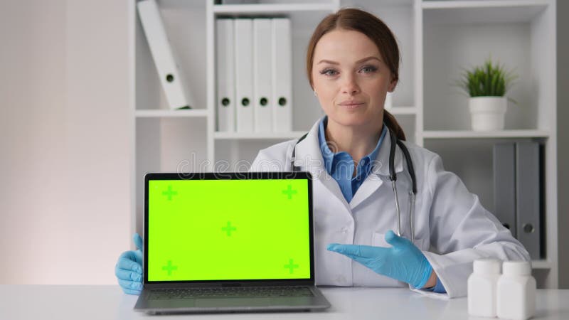 Chroma Key Green Screen. the Therapist, Using a Modern Computer ...