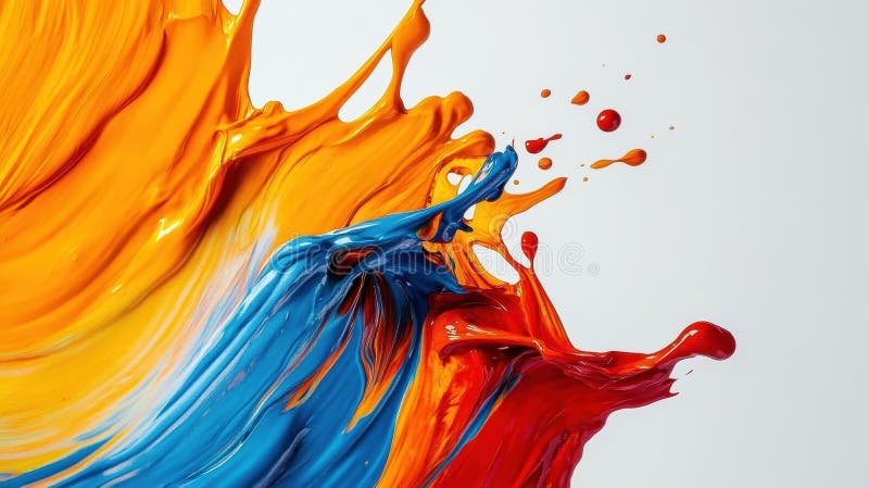 Chromatic Burst a Dynamic Paint Splash in Bold Primary Colors Against ...