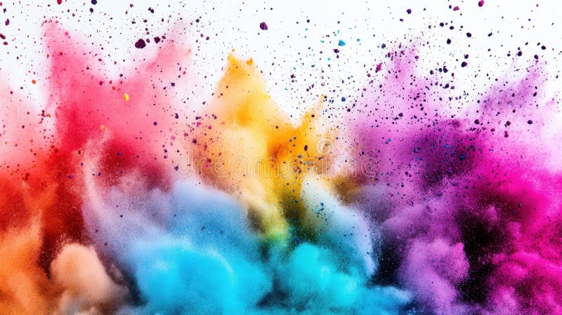 Chromatic Burst a Vibrant Explosion of Colorful Powder Against a Clean ...