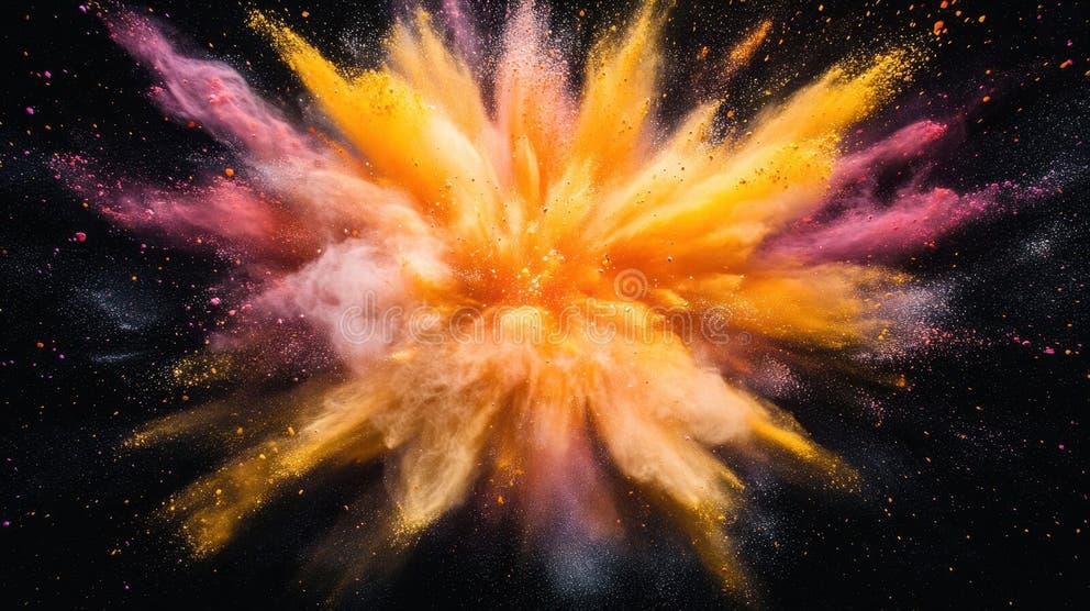 Chromatic Burst a Vivacious Explosion of Pigment Against the Void Stock ...