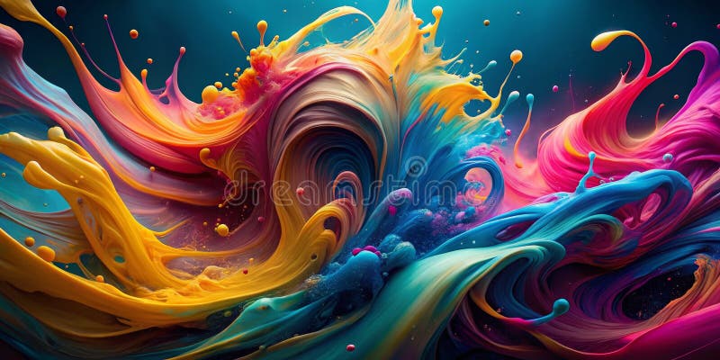 Chromatic Chaos Abstract Paint Splash Composition Stock Illustration ...