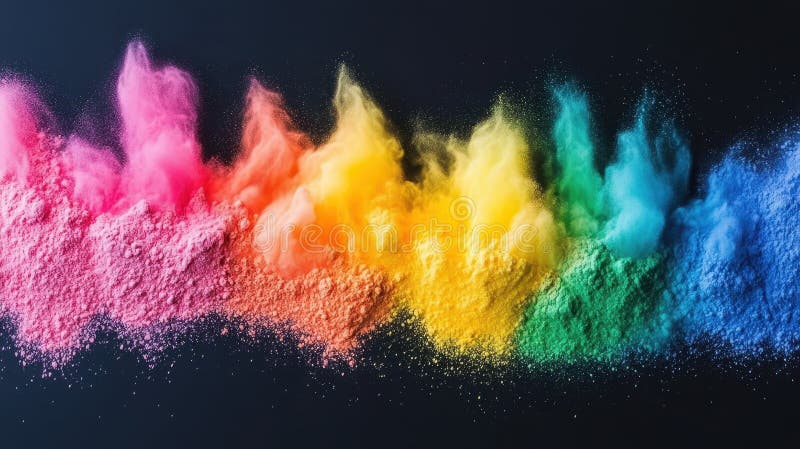 Chromatic Cloud: a Vibrant Rainbow of Powder Paint Explosion Against ...