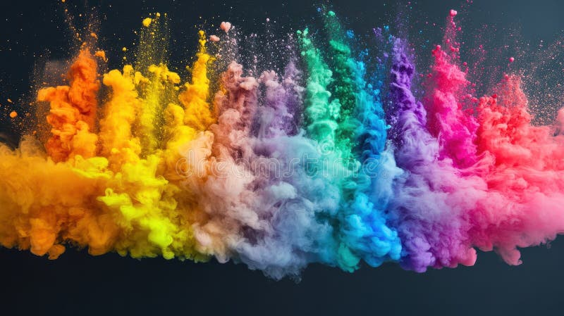 Chromatic Cloudburst a Vibrant Explosion of Rainbow Hues Against a ...