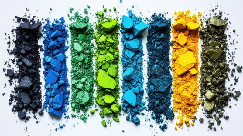 Chromatic Cosmetics: a Vibrant Palette of Eyeshadow Powder on White ...