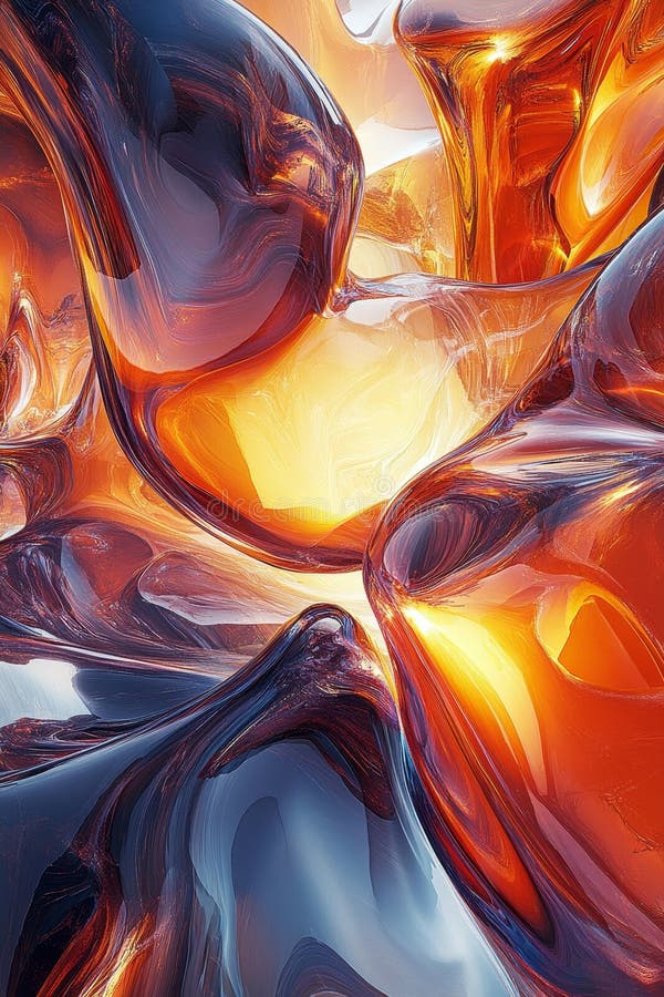 Chromatic Currents Abstract 3D Render of Fluid, Reflective Shapes for ...