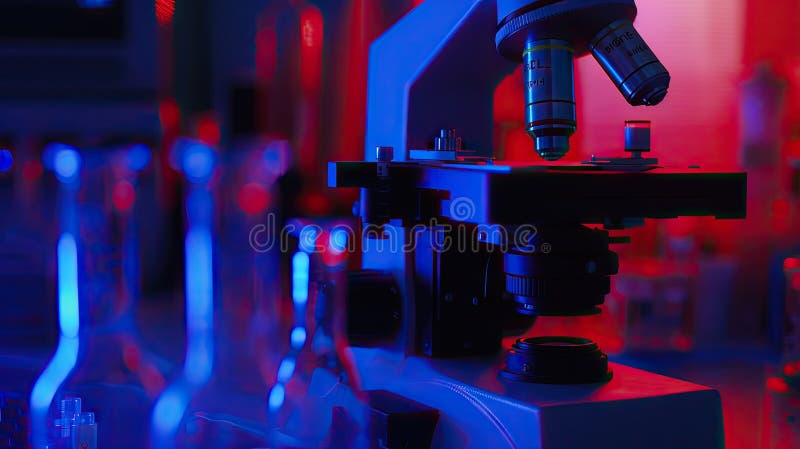 Chromatic Exploration: Microscope Illuminated by Red and Blue Lights in ...