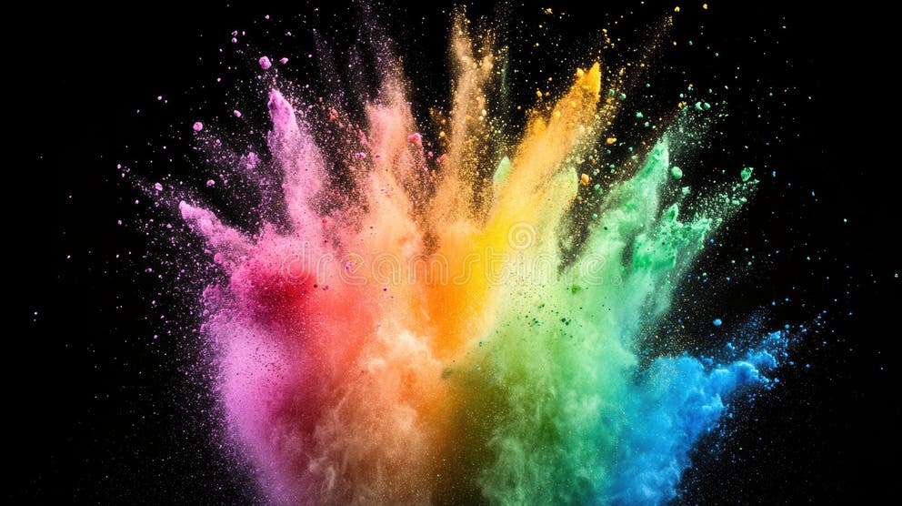 Chromatic Explosion a Burst of Vibrant Powder Against the Void Stock ...