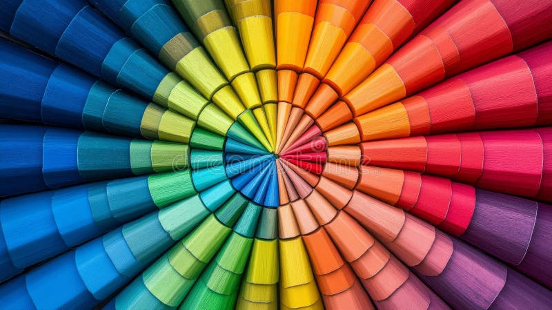 Chromatic Explosion Vibrant Color Wheel Formed by Array of Sharpened ...