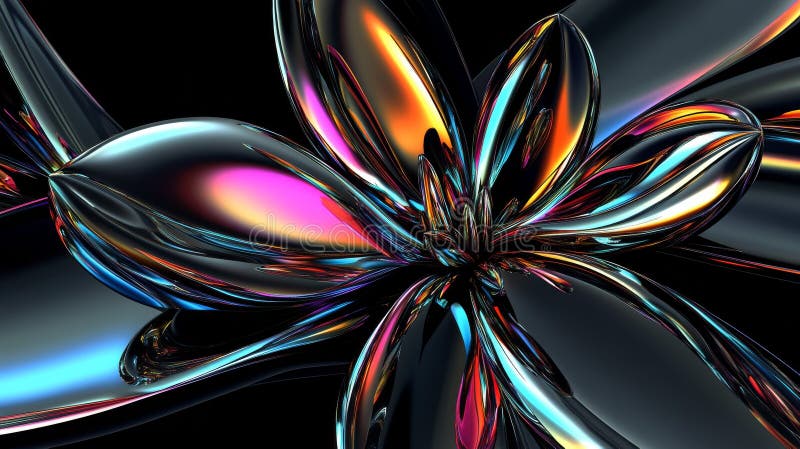 Chromatic Glass Bloom 3D Render Stock Illustration - Illustration of prismatic, digital: 385748206