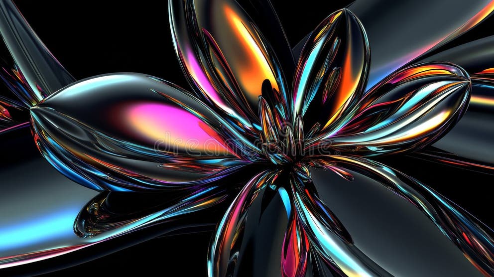 Chromatic Glass Bloom 3D Render Stock Illustration - Illustration of ...