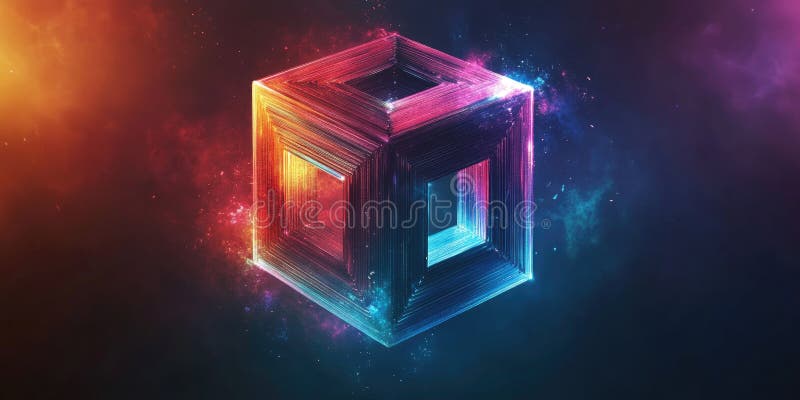 Chromatic Glass City: Abstract Composition of Transparent Colored Cubes ...