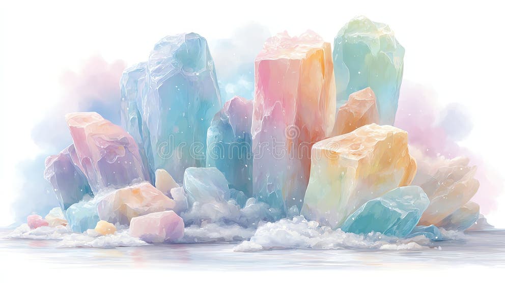 Chromatic Ice Form, Flat Vector Graphic of Icy Structures Made from ...