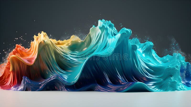 Chromatic Liquid Flow, Colorful Paint Wave Wallpaper Stock Illustration ...