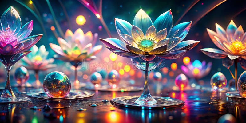 Chromatic Lotus a Digital Exploration of Glass, Light, and Bloom Stock ...